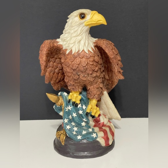 Accents | 1 Tall Bald Eagle With American Flag Resin Sculpture By Young ...
